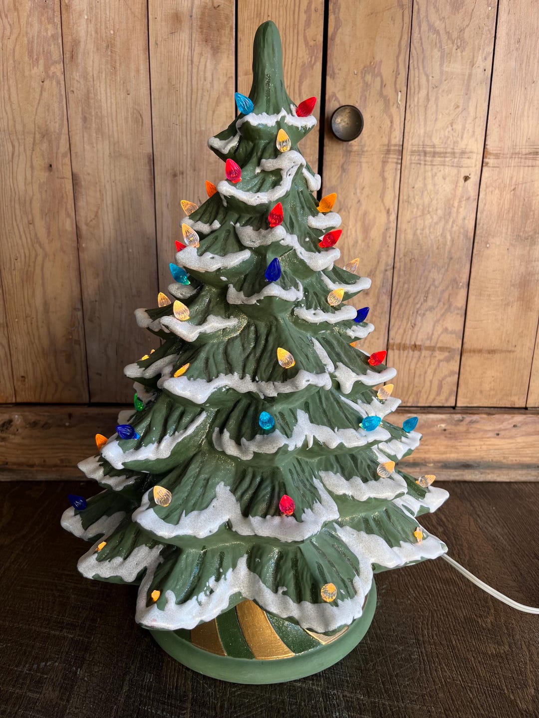 Large Vintage Ceramic Light up Christmas Tree - 19" Tall - Sparkly ...