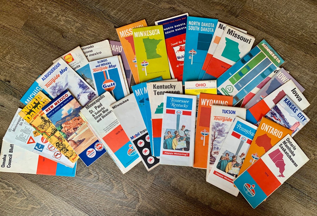 Vintage 50s - 70s Maps - Choose Your State or City - Framable Maps ...