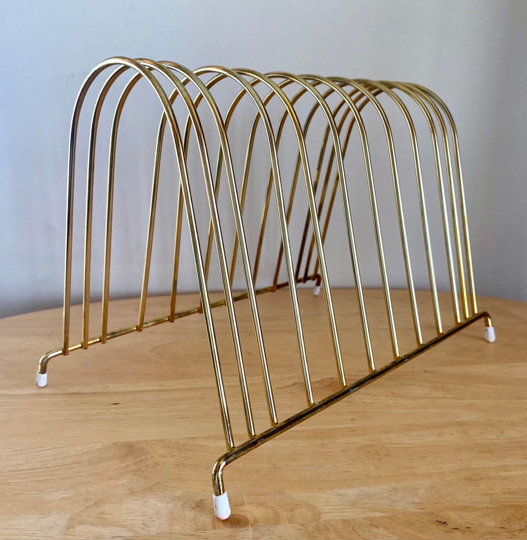 Retro Wire Vinyl Record Storage Rack - Record Album Holder - Wire Brass ...