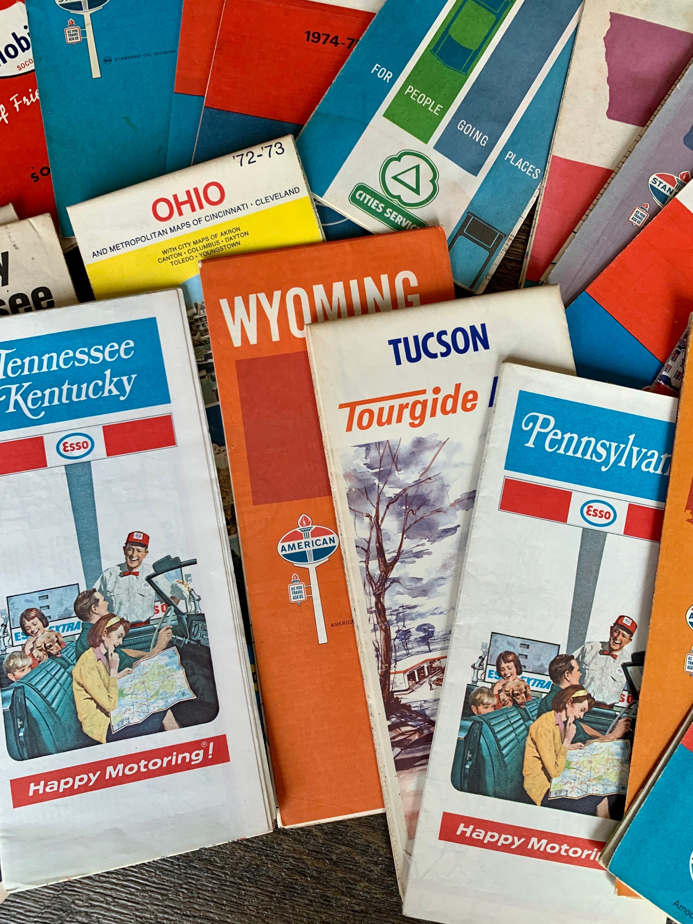 Vintage 50s 70s Maps Choose Your State or City Framable Maps, Wall Art ...