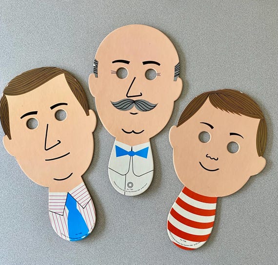 Retro/Vintage Cardboard Face Puppets - Lifesize Set o… - Gem