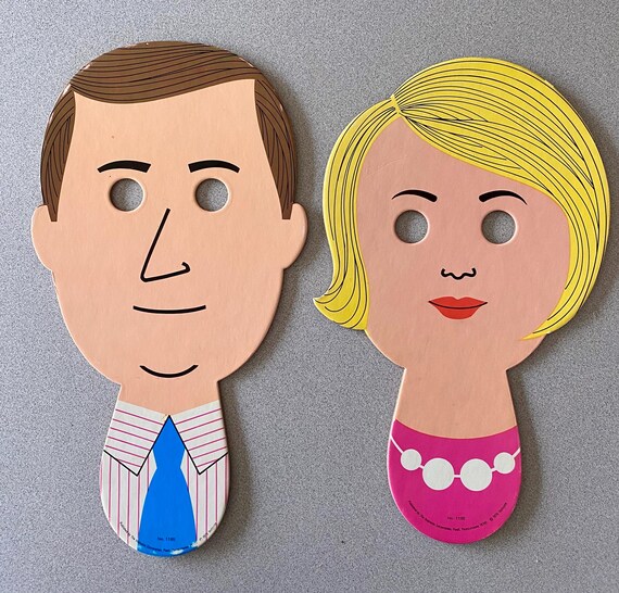 Retro/Vintage Cardboard Face Puppets - Lifesize Set o… - Gem