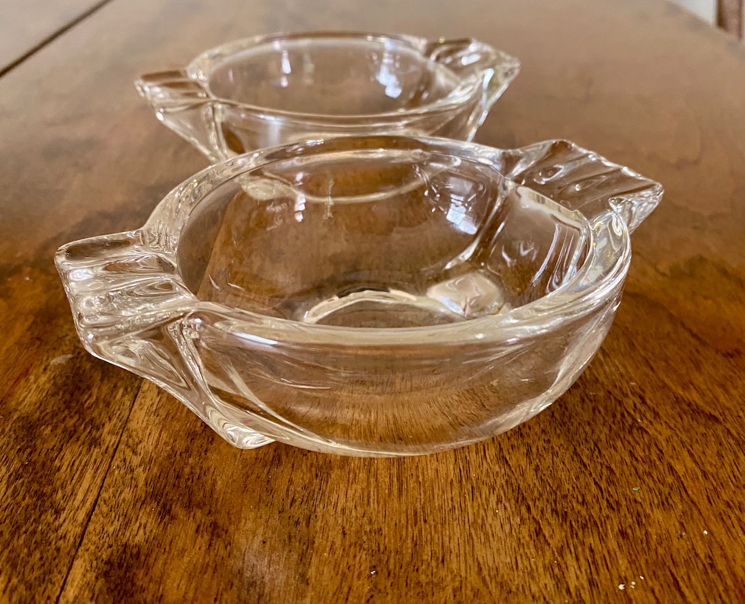 Vintage MCM Heavy Clear Glass Round Ashtrays - Retro Smoking ...