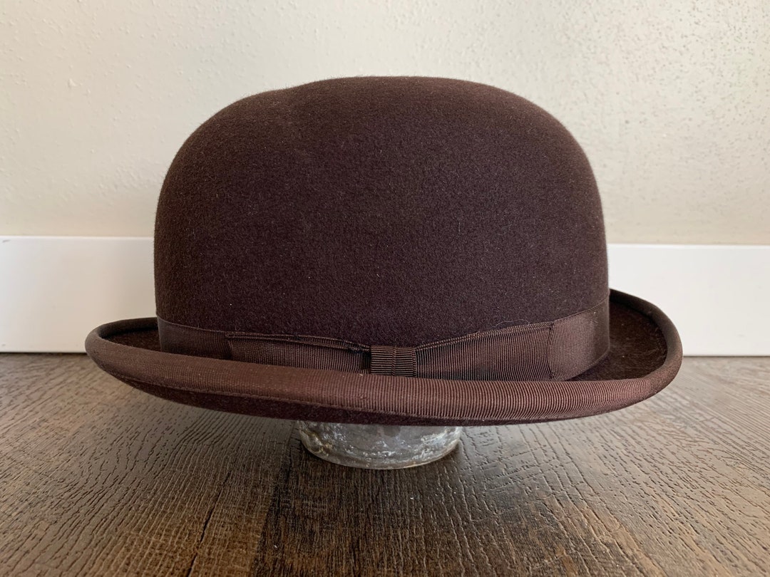 Brown Saddle Derbies Blue Ribbon Hat 6 3/4 Size Made in England ...