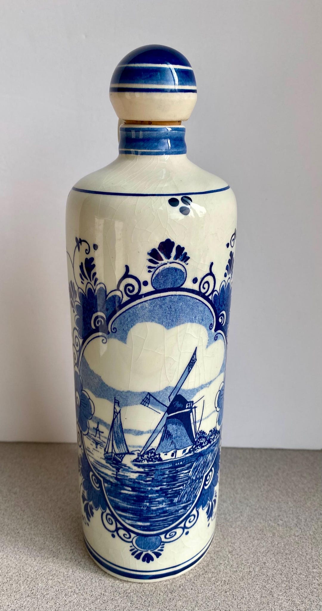 Vintage Delft Blue Decanter/liquior Bottle - Blue/white Dutch Design ...