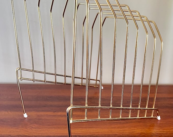 Retro Wire Vinyl Record Storage Rack - Record Album Holder - Wire Brass ...