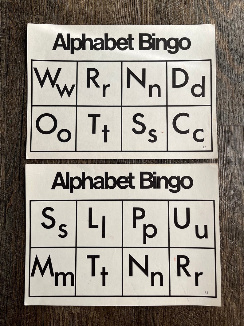 Set of 36 Vintage Alphabet Bingo Cards - Large Bold Font - Ephemera ...