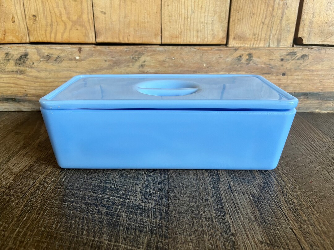 Delphite Blue Rectangular Refrigerator Box - Glass Box With Lid ...
