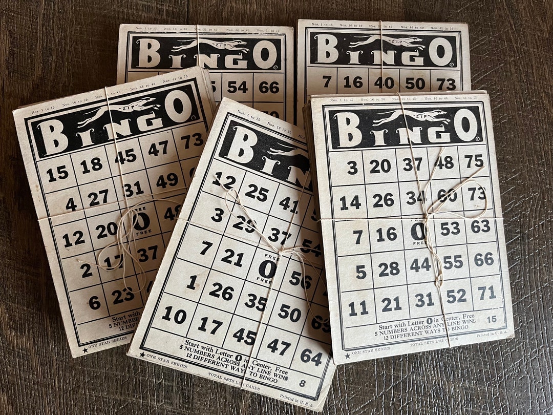 Set of 7 Vintage ZIP Greyhound Bingo Cards - Craft Supplies, Ephemera ...