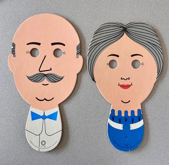 Retro/Vintage Cardboard Face Puppets - Lifesize Set o… - Gem