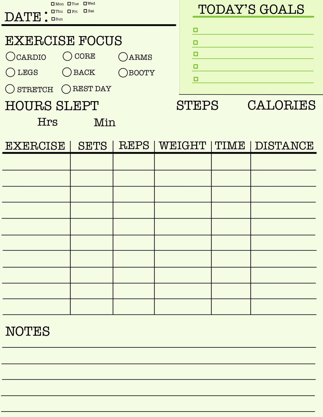 Workout Template - Etsy