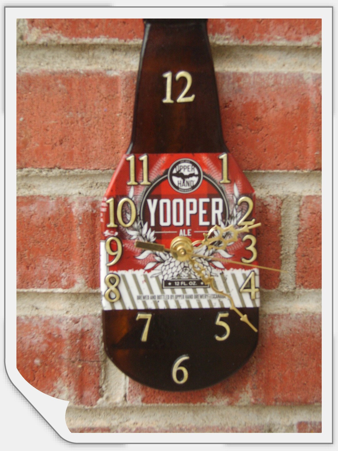 Slumped Bottle Clock, Yooper Beer, Upper Hand Brewing Company, Escanaba ...