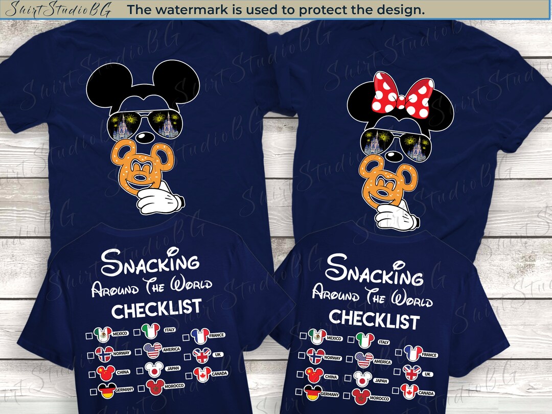 Snacking Around the World Checklist Shirs, Epcot Drinking Around the ...