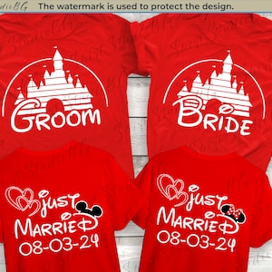 Custom Disney Just Married Shirts, Bride and Groom Honeymoon Matching ...