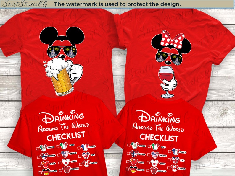 Mickey Beer Minnie Wine Front and Back, Epcot Drinking Around the World ...