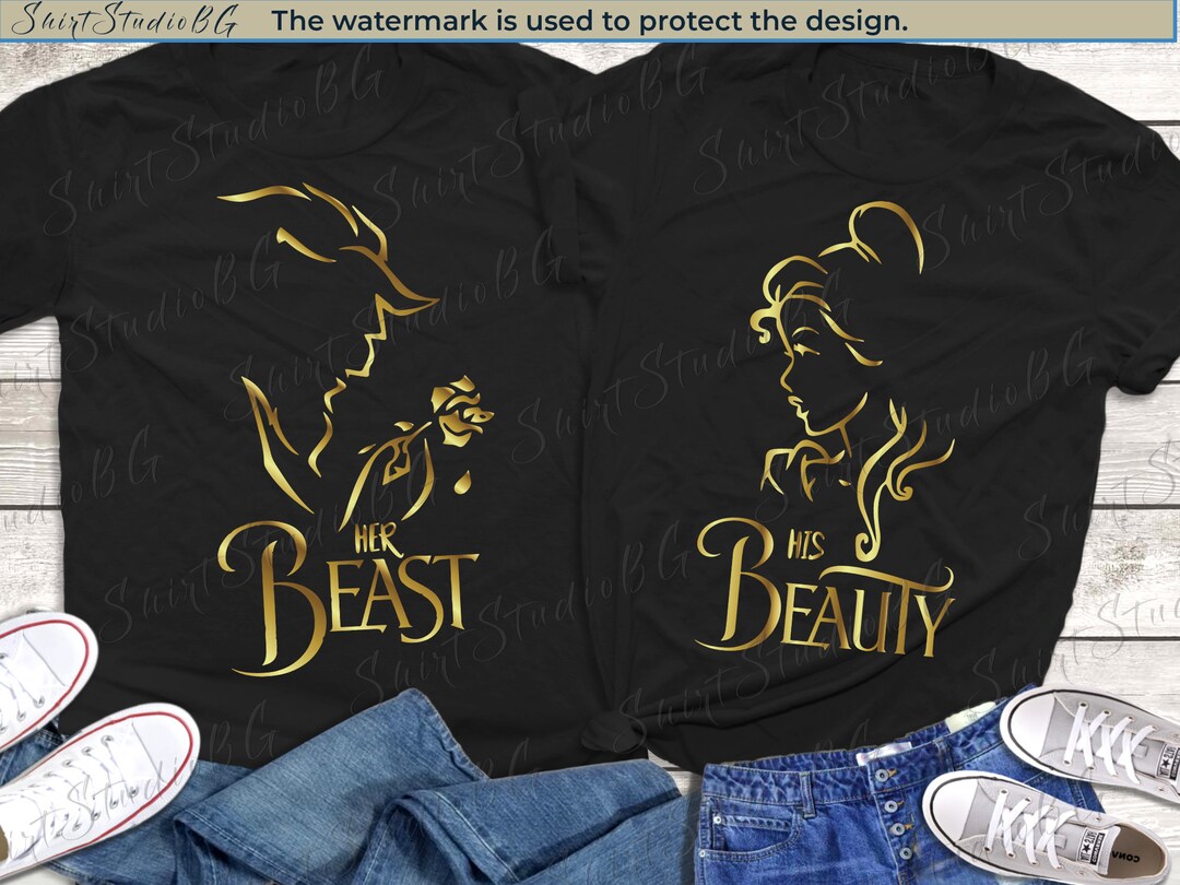 Beauty and the Beast Gold Foil Couple Shirts, Disney Valentine's Day ...