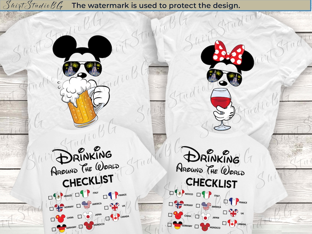 Mickey Beer Minnie Wine Front and Back, Epcot Drinking Around the World ...