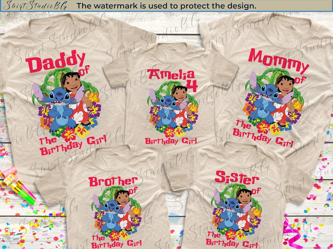 Personalized Lilo and Stitch Birthday Girl Shirt, Birthday Shirts ...