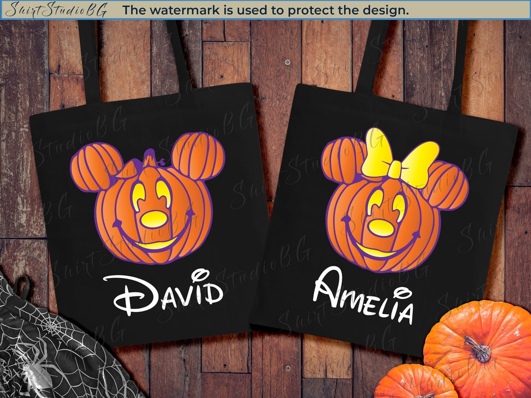 Custom Mickey Pumpkin Tote Bag, Trick or Treat Bag, Halloween Tote Bag ...