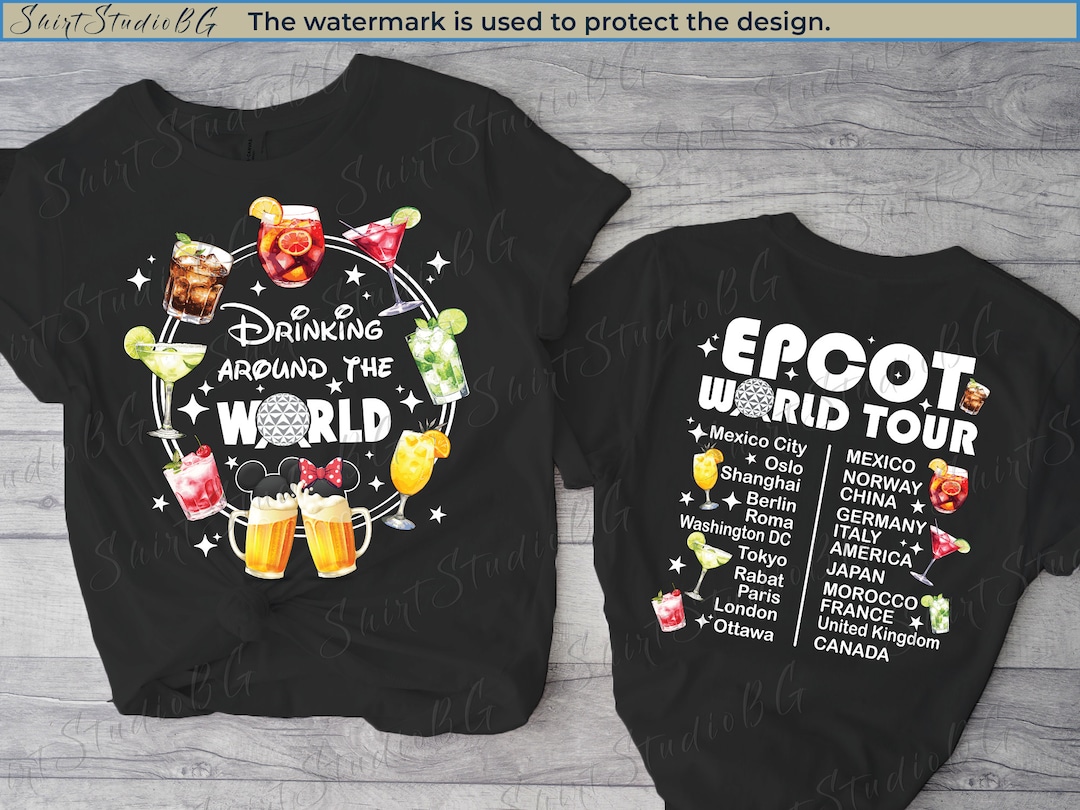 Epcot World Tour Shirt, Drinking Around the World, Disney Couple Shirts ...