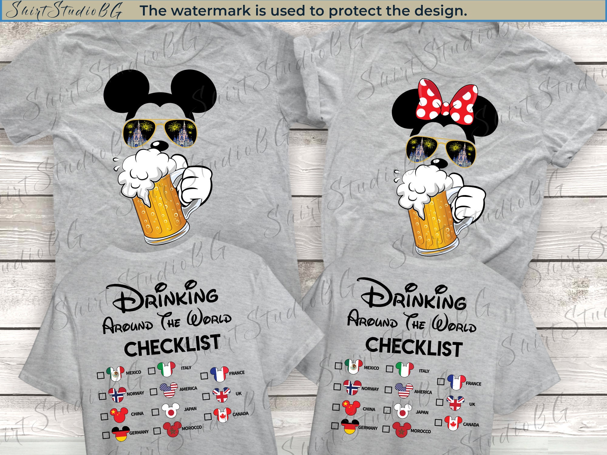 Mickey Beer Minnie Beer Front and Back, Epcot Drinking Around the World ...
