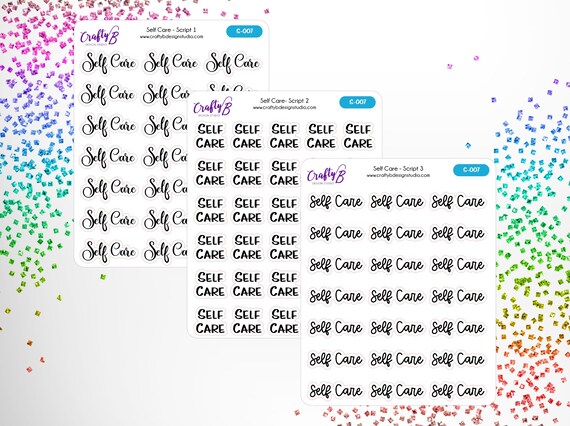 Self Care Script Sampler Sticker Deco Decorative Stickers | Etsy