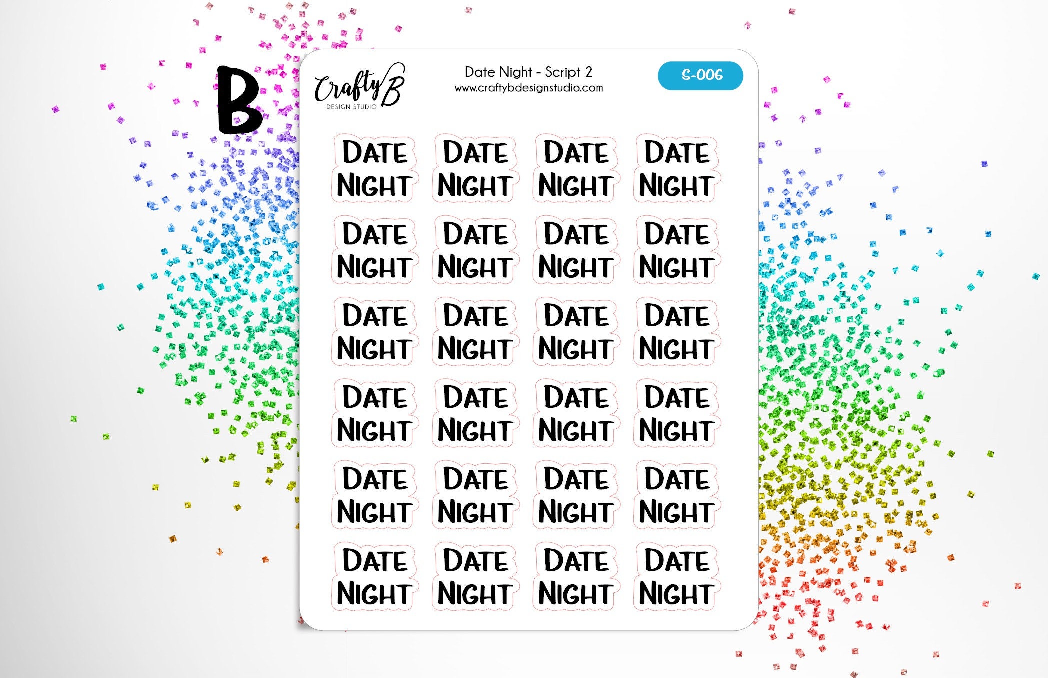 Date Night Script Sampler Sticker Deco Decorative Stickers | Etsy