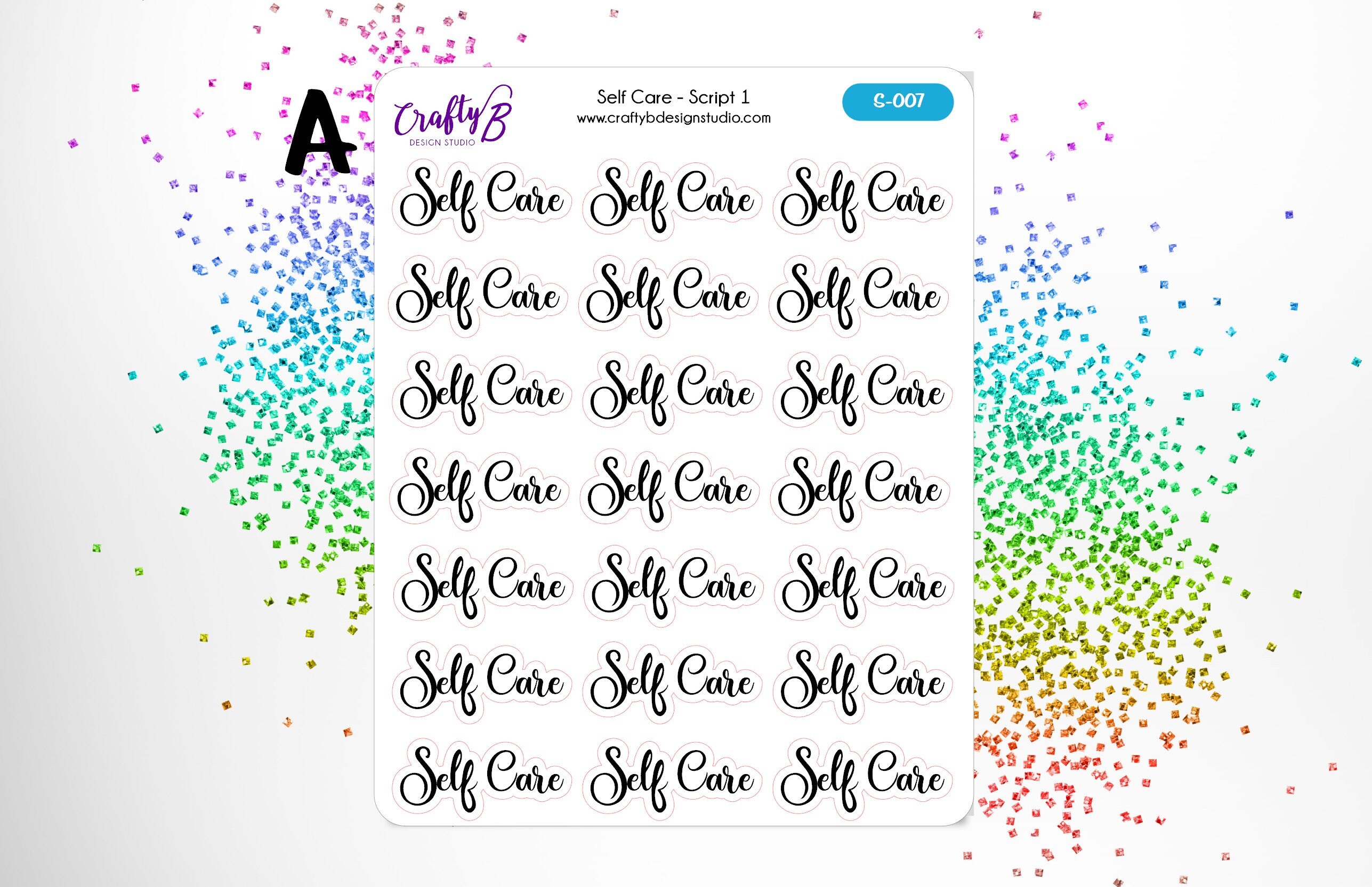 Self Care Script Sampler Sticker Deco Decorative Stickers | Etsy