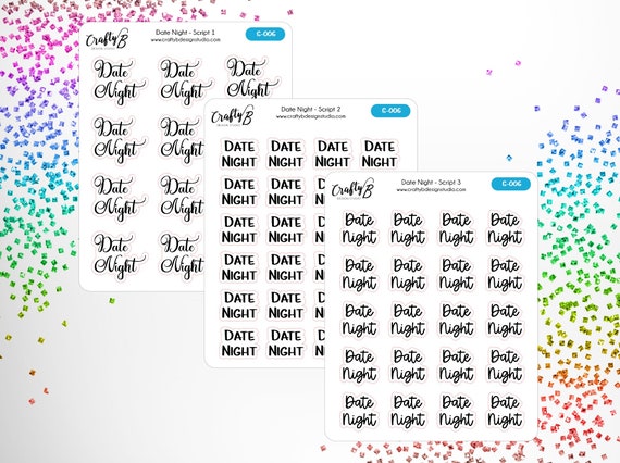 Date Night Script Sampler Sticker Deco Decorative Stickers | Etsy