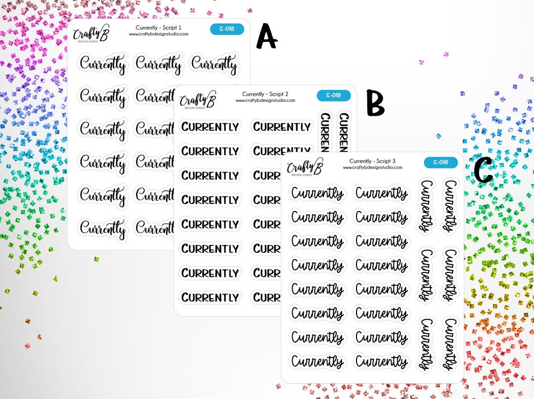 Currently Script Sampler Sticker Deco Decorative Stickers - Etsy