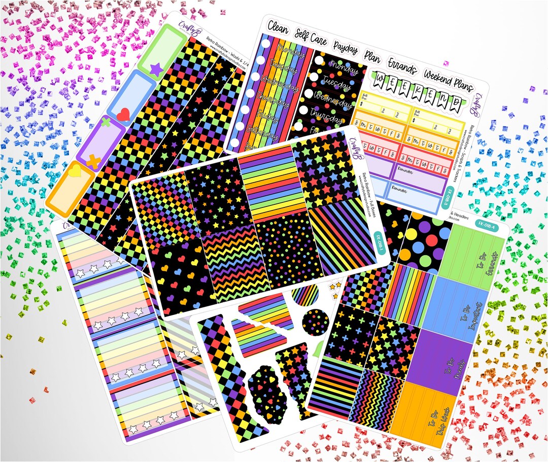 Retro Rainbow Full Kit Planner Full Kit Sticker Deco Decorative ...