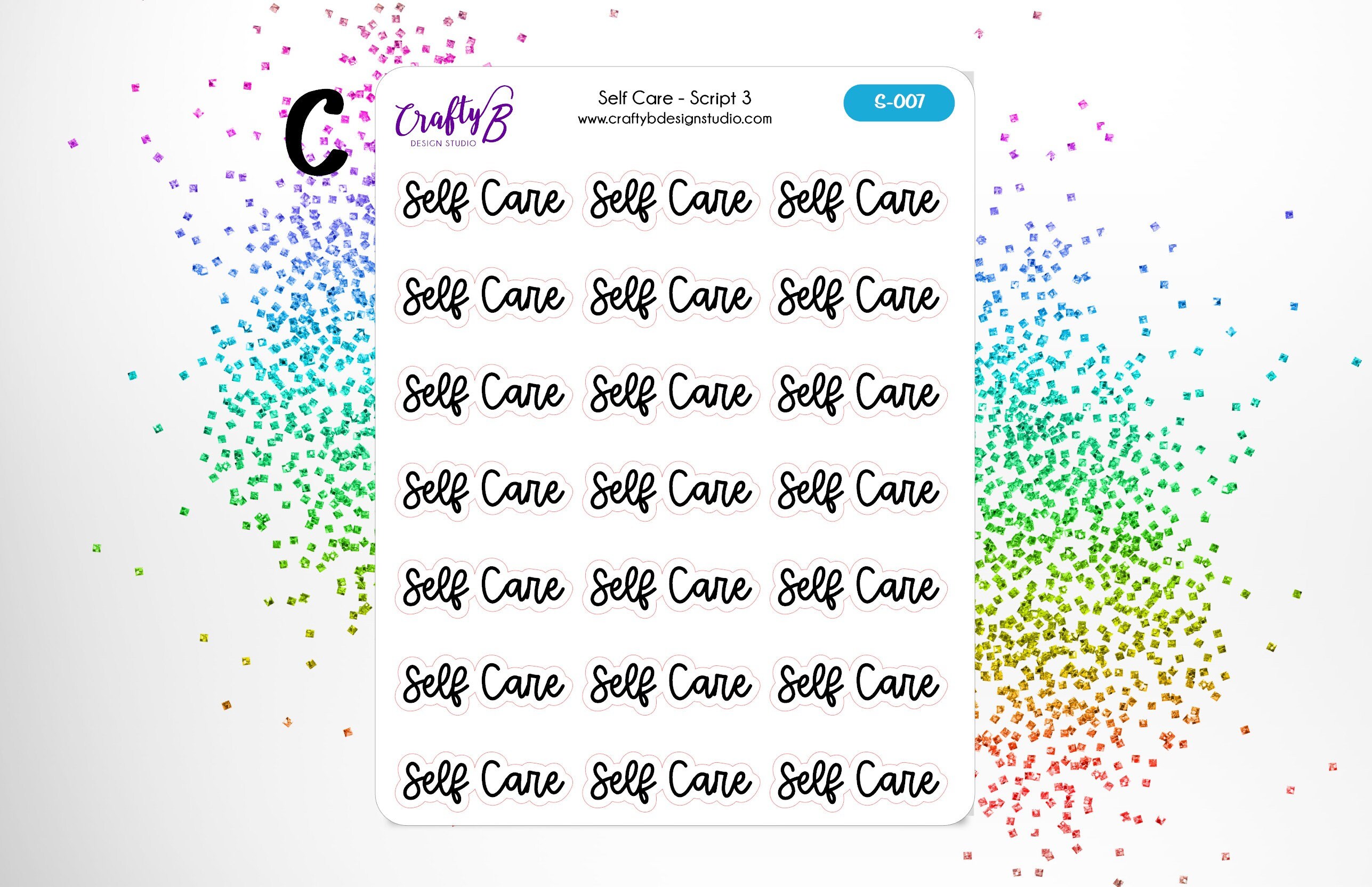 Self Care Script Sampler Sticker Deco Decorative Stickers | Etsy