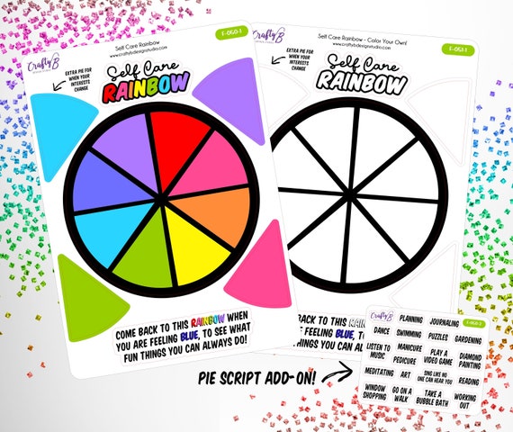 Self Care Rainbow Original and Color Your Own Self Love | Etsy