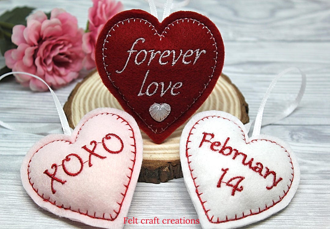 Valentine Felt Heart, Valentine Ornaments, Bowl Fillers - Etsy