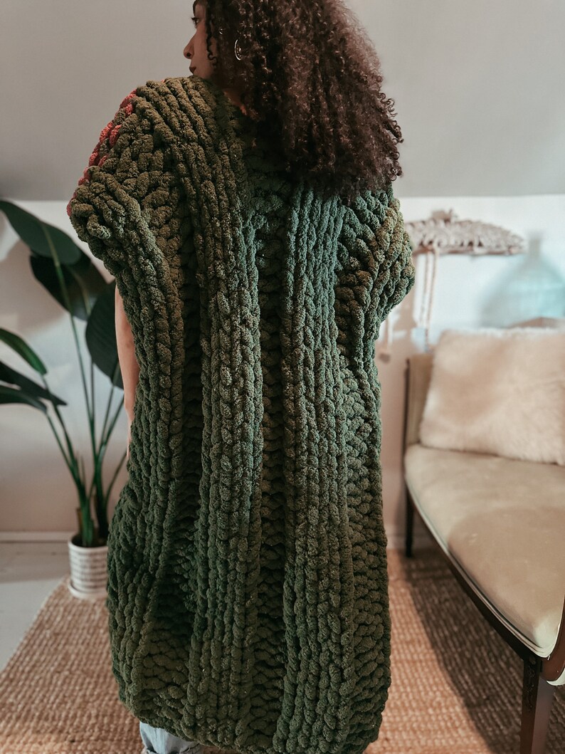 Chunky Chenille Knit Duster green/multi - Etsy