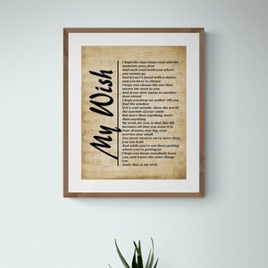 Rascal Flatts 'my Wish' Lyrics Sheet Music Art Print - Etsy
