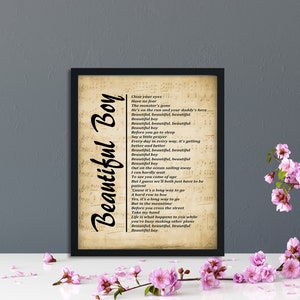 Beautiful Boy Lyrics on Sheet Music, Lyrics Picture Print Wall Décor ...