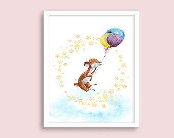 Nursery Wall Art Cute Flying Baby Animals Bunnies With | Etsy