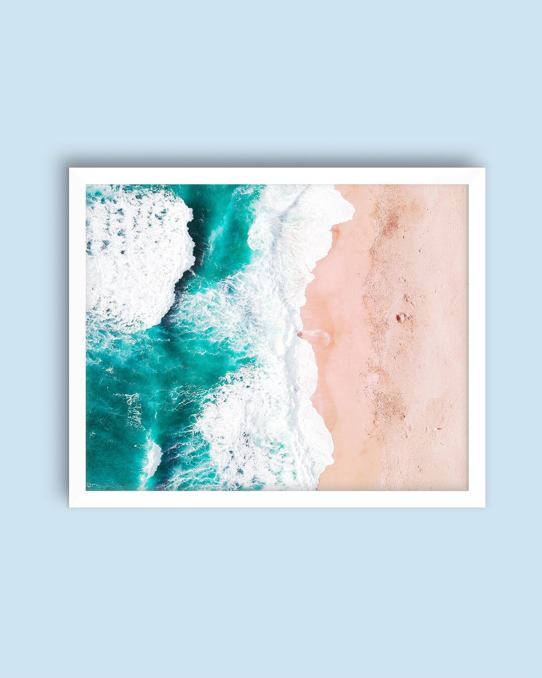 Pink Beach and Ocean Printable Wall Art, Coastal Waves Instant Print ...