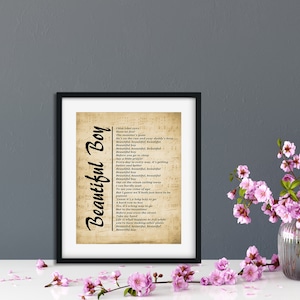 Beautiful Boy Lyrics on Sheet Music, Digital Download, Lyrics Picture ...