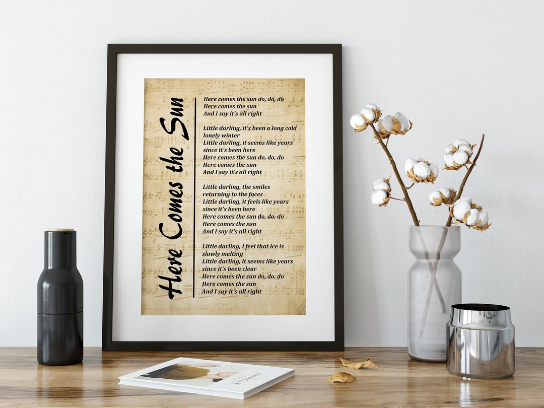 Here Comes The Sun Songtext Noten Kunstdruck (Digitaler Download ...