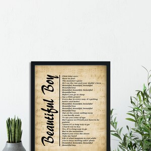 Beautiful Boy Lyrics on Sheet Music, Lyrics Picture Print Wall Décor ...