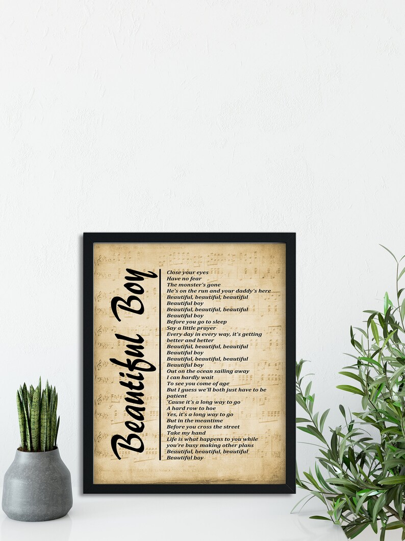 Beautiful Boy Lyrics on Sheet Music, Lyrics Picture Print Wall Décor ...