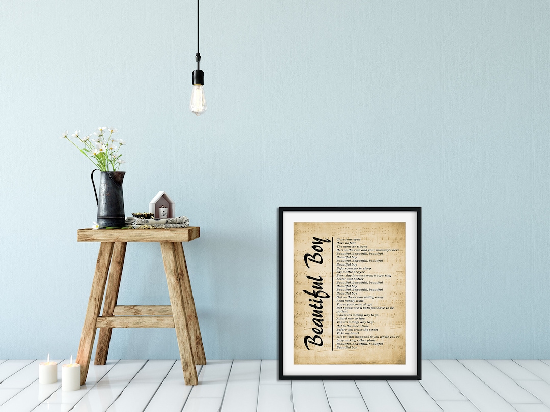 Beautiful Boy, Song Lyrics on Sheet Music Background, Wall Art, Music ...