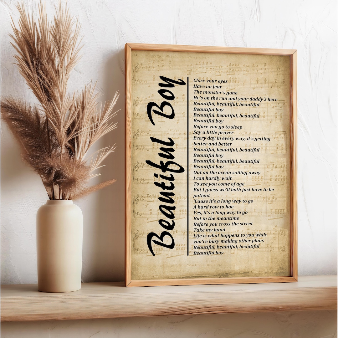 Beautiful Boy Lyrics on Sheet Music, Digital Download, Lyrics Picture ...