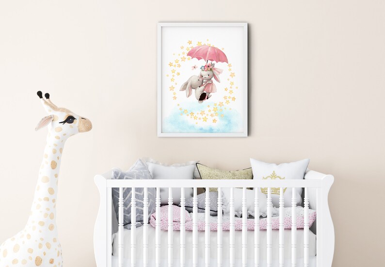 Nursery Wall Art Cute Flying Baby Animals Bunnies With - Etsy