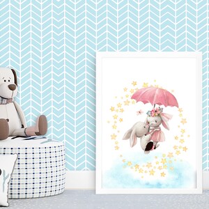 Nursery Wall Art Cute Flying Baby Animals Bunnies With - Etsy