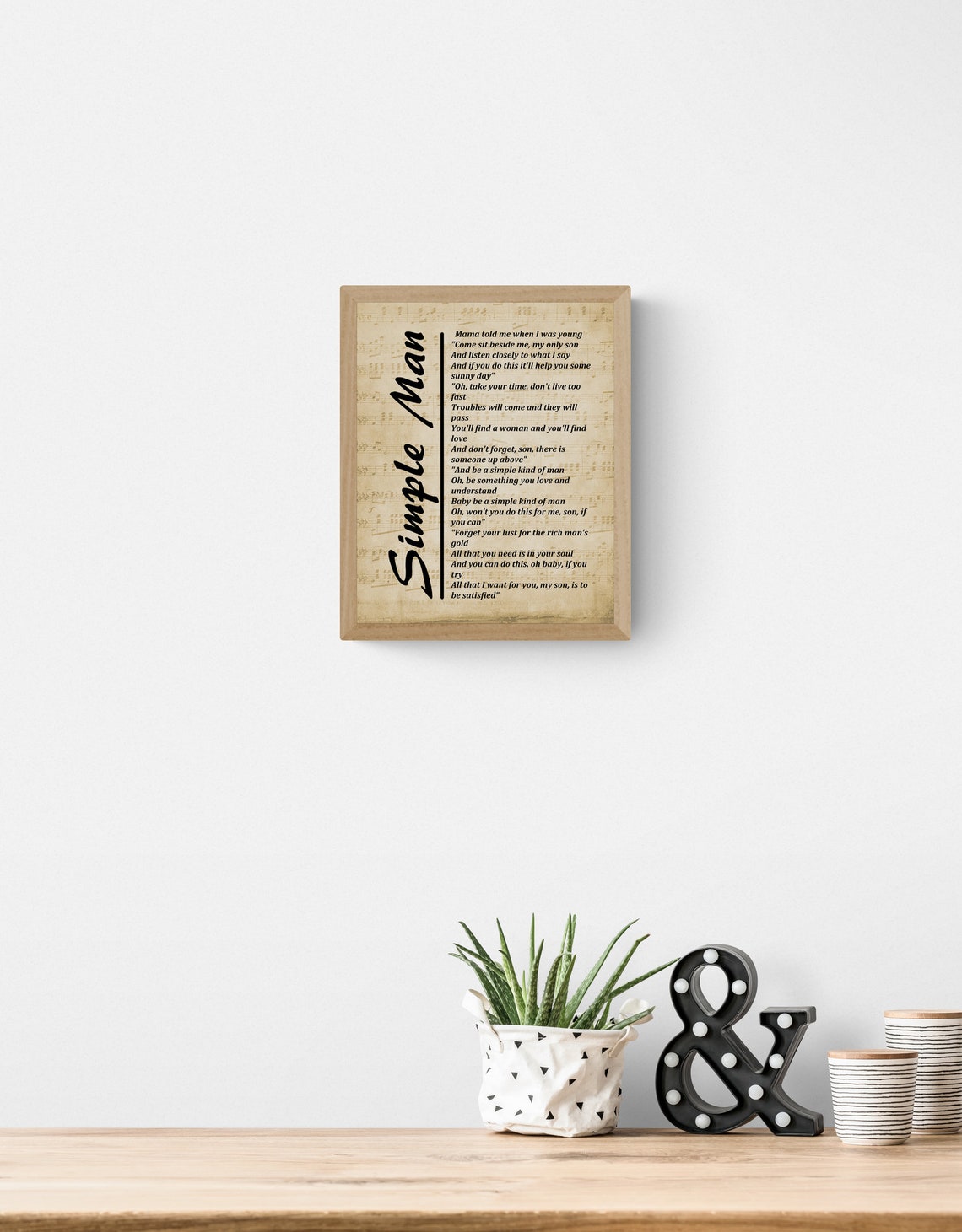 Simple Man Lyrics on Sheet Music Digital Download Lyrics - Etsy