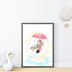 Nursery Wall Art Cute Flying Baby Animals Bunnies With - Etsy