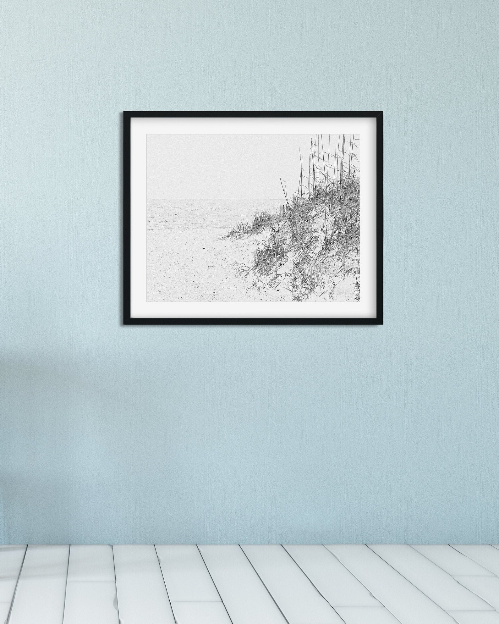 Beach Scene Black & White Beach Pass Printable Wall Art - Etsy